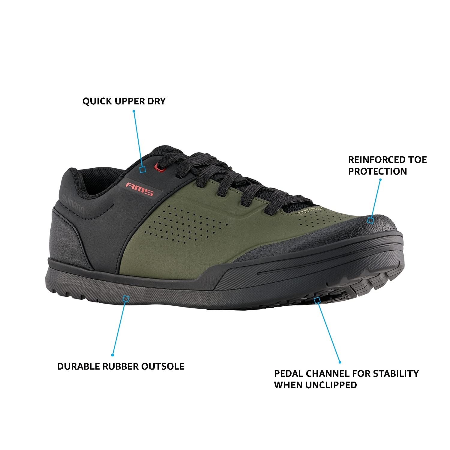 SHIMANO SH-AM503 Versatile Men's SPD Mountain Biking Shoe, Olive, 10-10.5