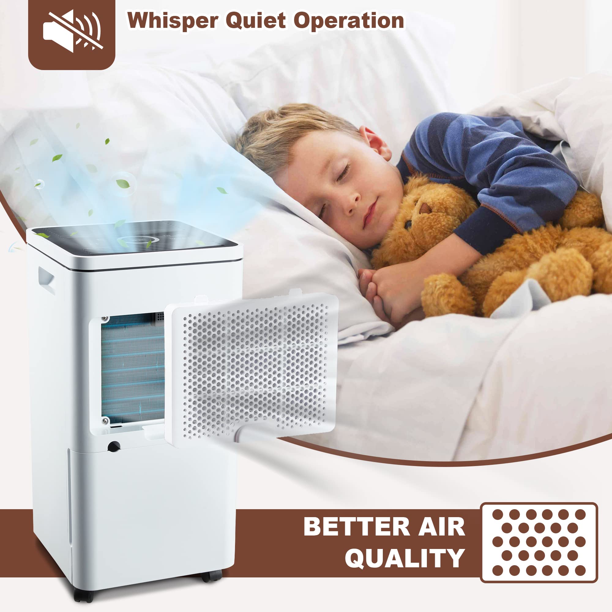 Sapodilla Dehumidifier for Basement, 30 Pints Dehumidifier for 2000 Sq.Ft, Auto or Manual Drainage, Portable Home Dehumidifier for Large Room Bedroom Bathroom Laundry