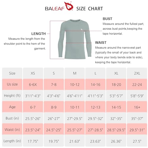 BALEAF Boys Compression Shirt Long Sleeve Youth Undershirts Kids Football Baseball Baselayer Cold Gear Quick Dry Black Size L