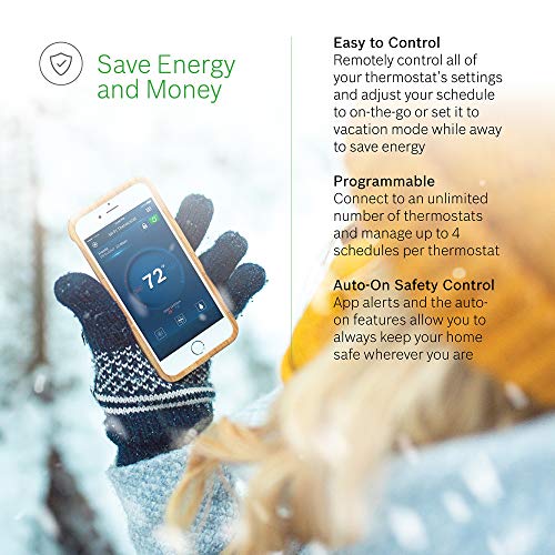 Bosch Thermotechnology BCC50 Wi-Fi Thermostat-Works with Alexa and Google Assistant, All-in-One, Touch Screen, Safety Control, Smart Home, White