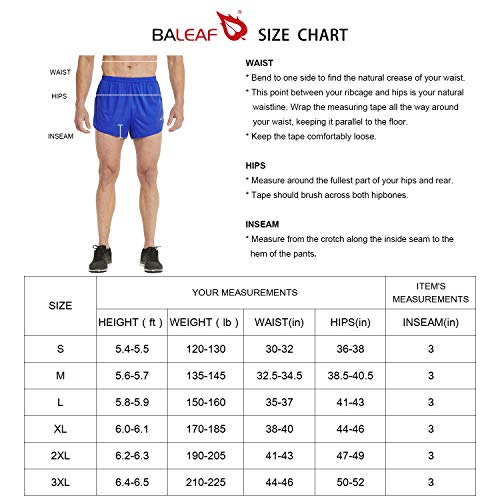 BALEAF Men's 3 Inches Running Shorts Reflective Active Gym Workout Shorts Black Size XL
