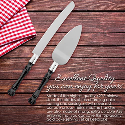Homi styles Cake Knife and Server - Wedding Cake Knife Set - Serving Set for Receptions, Birthdays - Cake Cutting Set - Match the Color to Your Event Theme - Cake Knife and Cutter (Black)