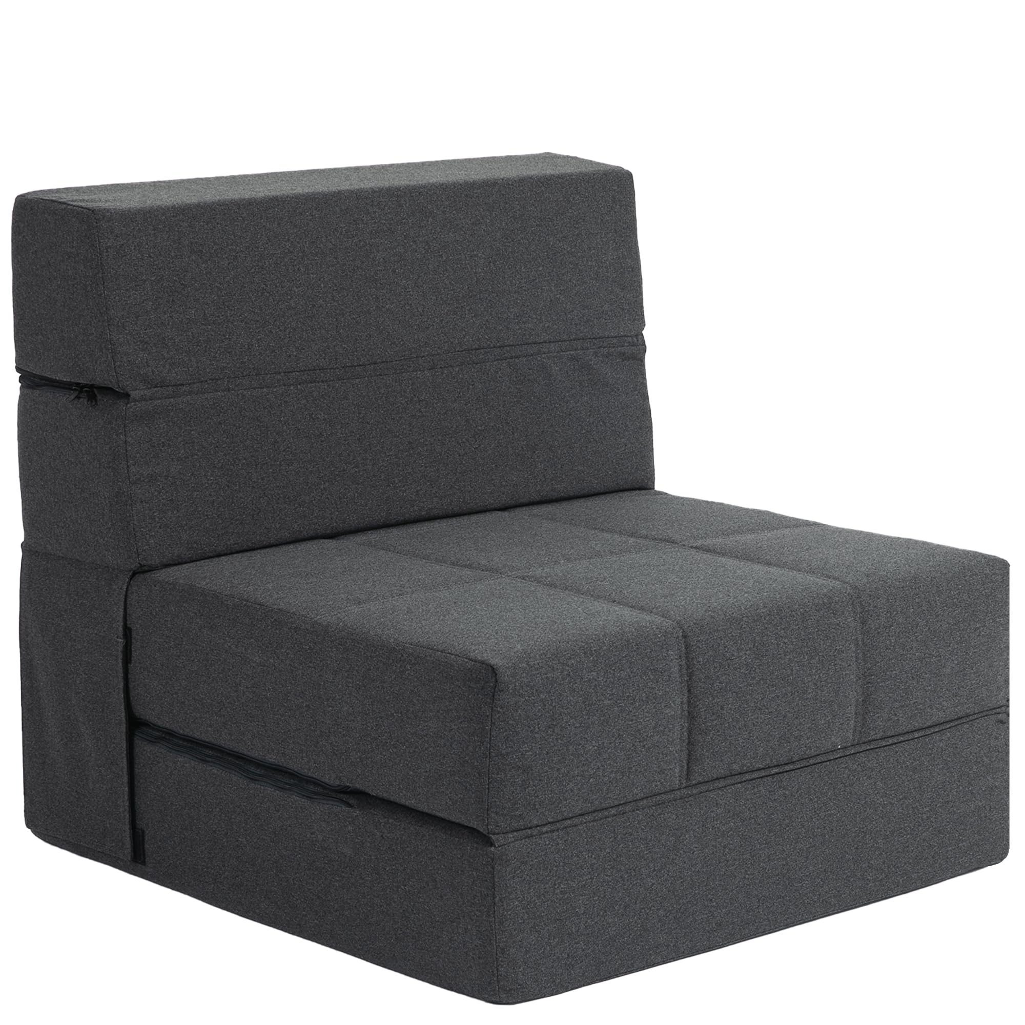 CATMIX Folding Sofa Bed, 7 inch Memory Foam Floor Couch, Convertible Sleeper Foldable Mattress Futon Sofa for Living Room/Home Office/Guest Beds/Apartment/Upstairs Loft, Dark Gray, Single