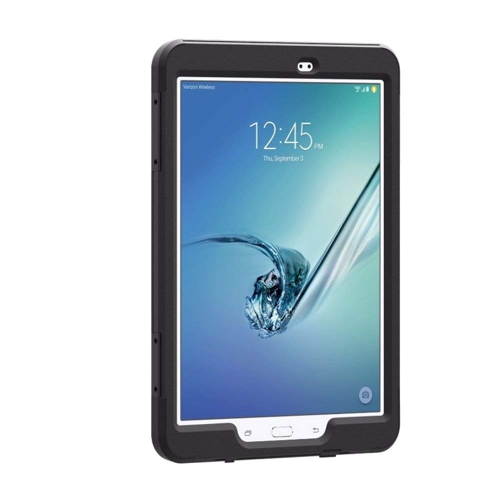Verizon OEM Rugged Shock Absorbing Impact Protection Case with Built-in Screen Guard for Samsung Galaxy Tab E 9.6" - Black