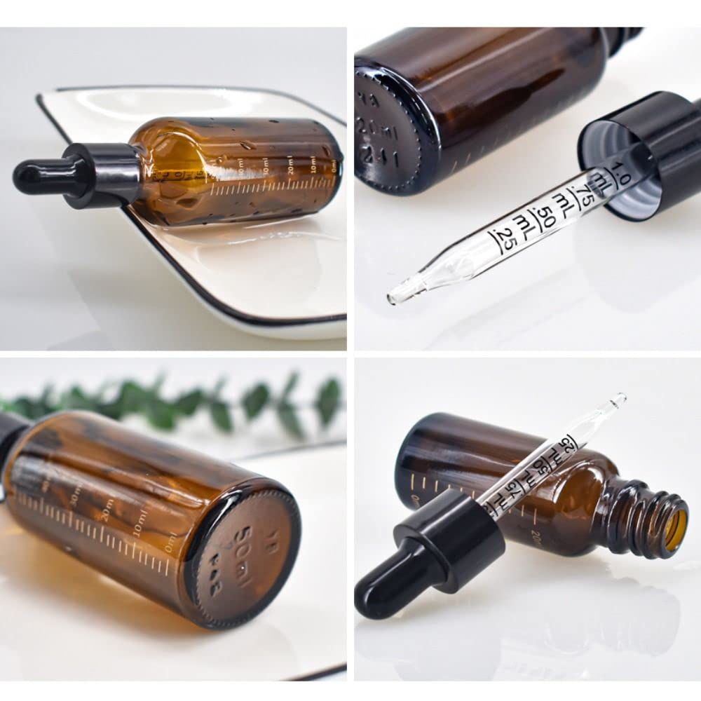 CHDHALTD 5ml-100ml Scale Dropper Bottle, Essential Oil Bottle Amber Glass Cosmetic Containers for Travel Refillable Bottles(10ml)