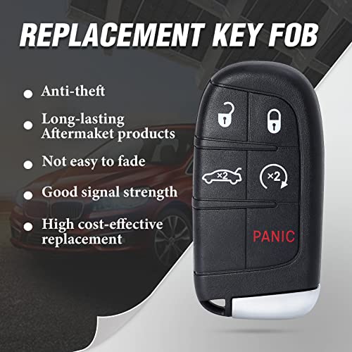 Keymall Smart Car Key Fob Keyless Entry Remote Replacement 5 Buttons for Chrysler 200 300 for Dodge Charger Challenger 2019 2020 2021 4A Chip (M3M-40821302 68155687 AB)