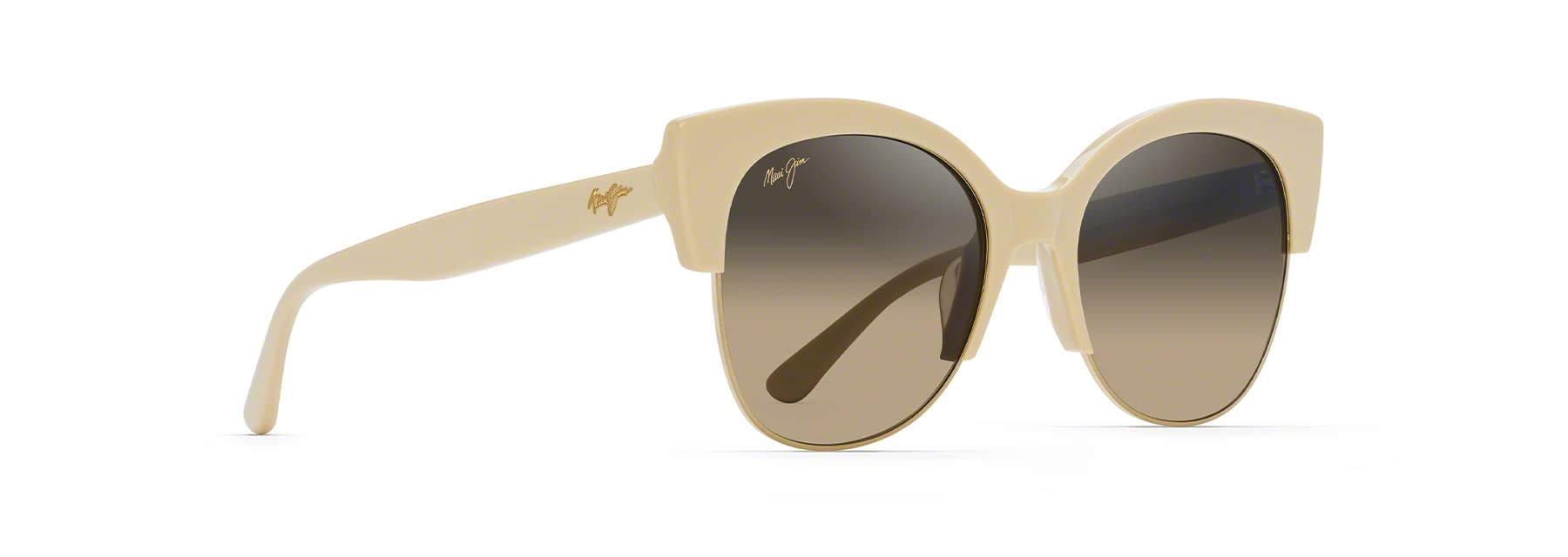 Maui Jim Women's Mariposa Polarized Fashion Sunglasses, Ivory with Gold/HCL® Bronze, Large