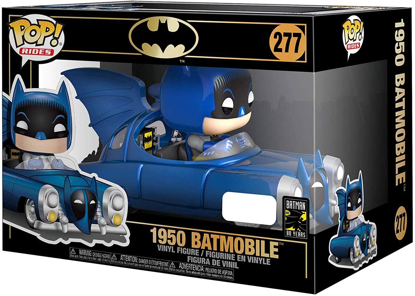 Funko Pop! Rides: Batman 80th - Blue Metallic 1950 Batmobile Vinyl Figure, Amazon Exclusive
