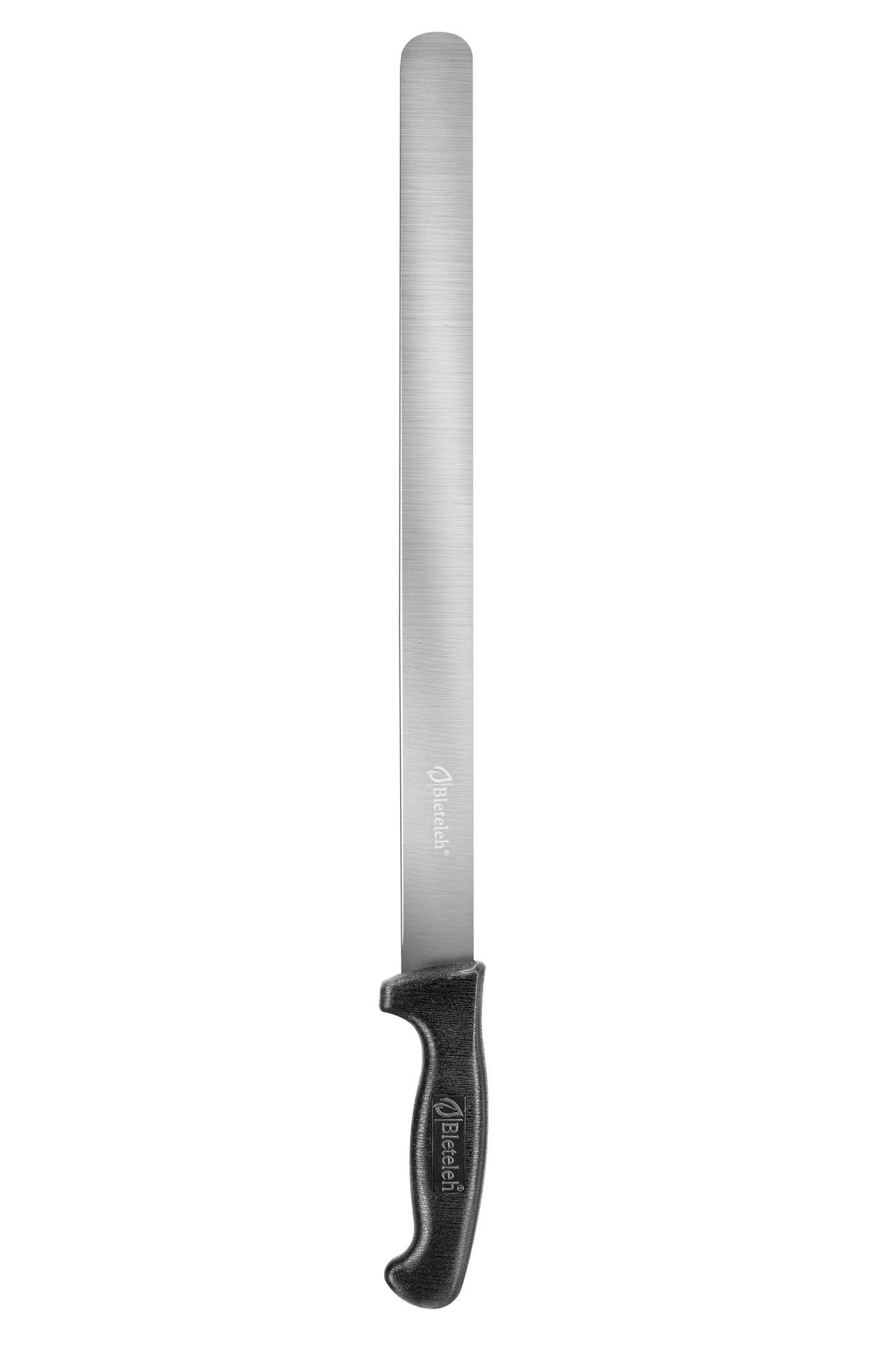 Bleteleh Extra-Long 15-inch Blade Slicing Roasting Knife, Straight Blade, Black Handle