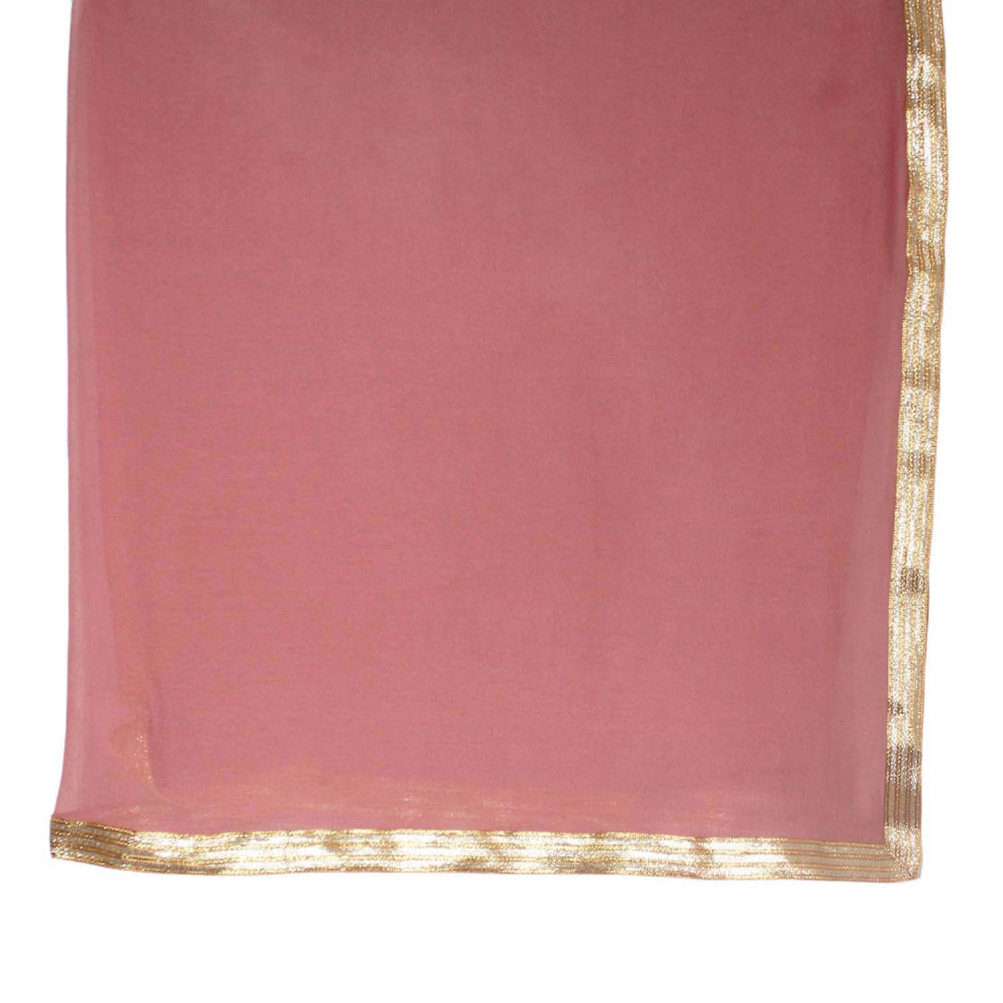 Mauve Dupatta Semi Chiffon Golden Lace Chunni Stole Neck Wrap Scarf Head Wrap Hijab for Her