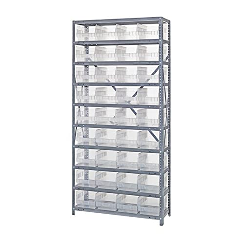 Quantum Storage Systems 1275-207RD Store More Steel Shelving Unit with 6" Shelf Bins, 12" D x 36" W x 75" H, Red