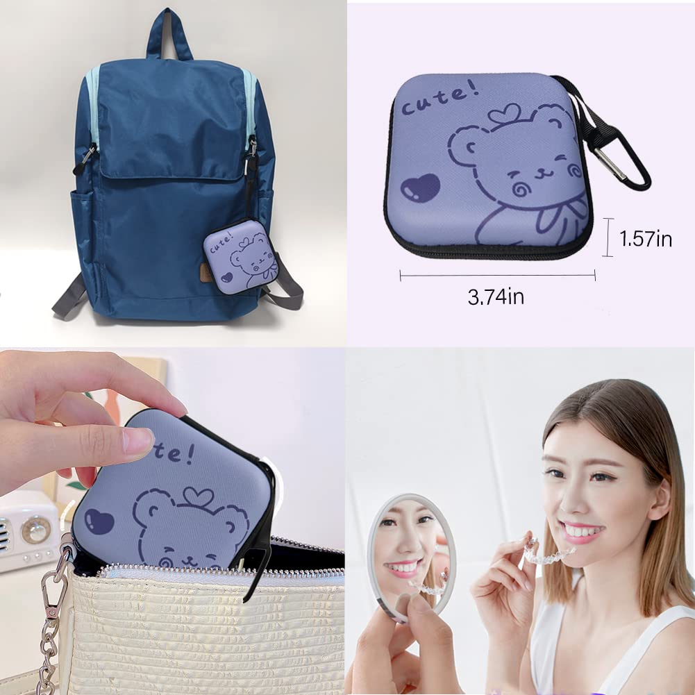 Gxamz Retainer Case Travel Aligner Case Mouth Guard Box with Clip, Organizer Bag, Mirror and Removal Tool Set (Animal)