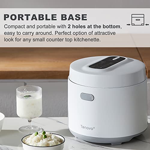 Tenavo Small Rice Cooker 3 Cups Uncooked,1.6L Rice Cooker Small, Portable Rice Cooker Small for 2-4 People, Mini Rice Cooker, Multi-cooker for Brown Rice, White Rice, Quinoa, Steel Cut Oats, and Grains, Touch Control, 400W, Black