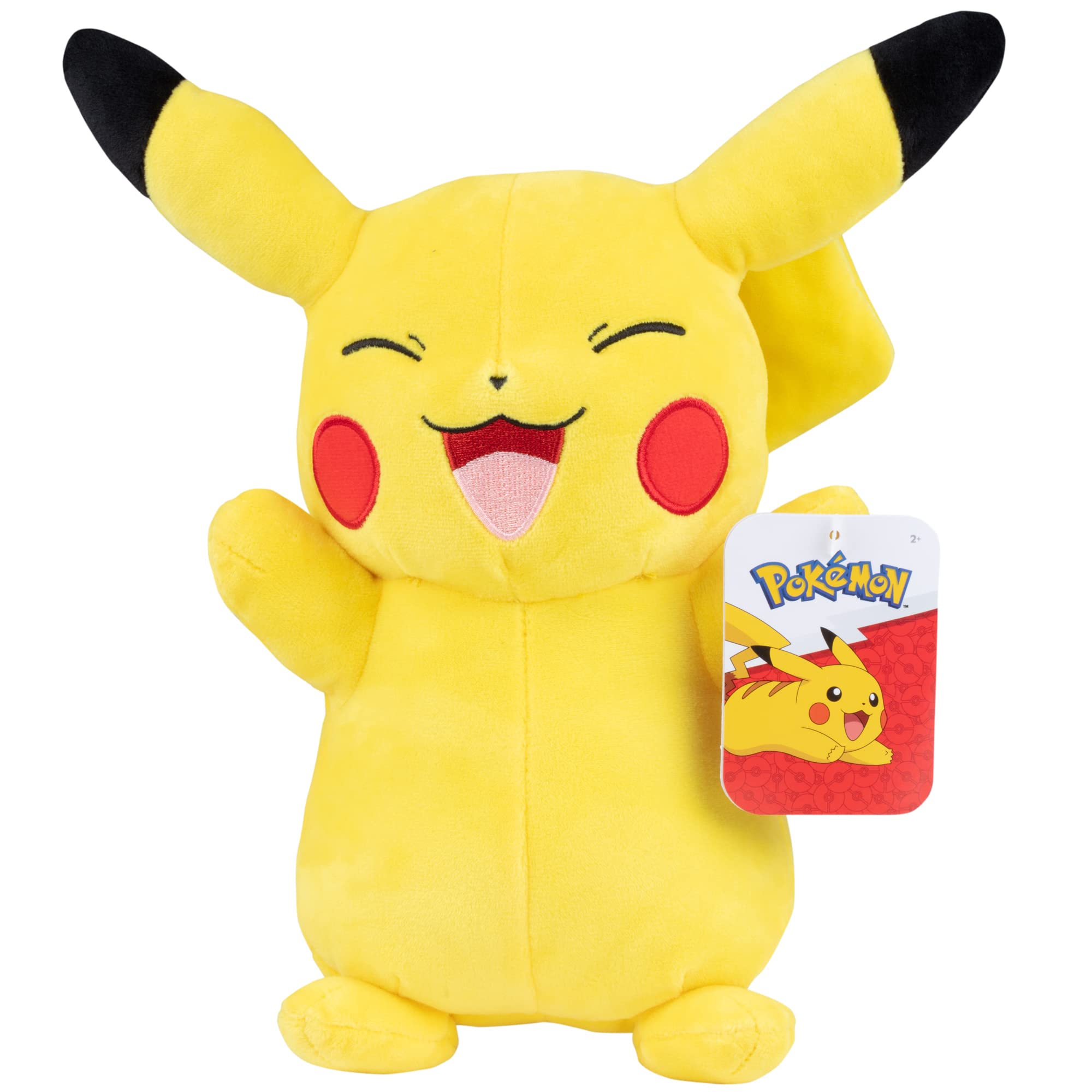 Pokémon 12" Large Happy Pikachu Plush - Officially Licensed - Generation One Figure - Authentic Soft Stuffed Animal Toy - Valentine's Day & Easter Basket Stuffer Gift for Kids, Boys, Girls - 2+