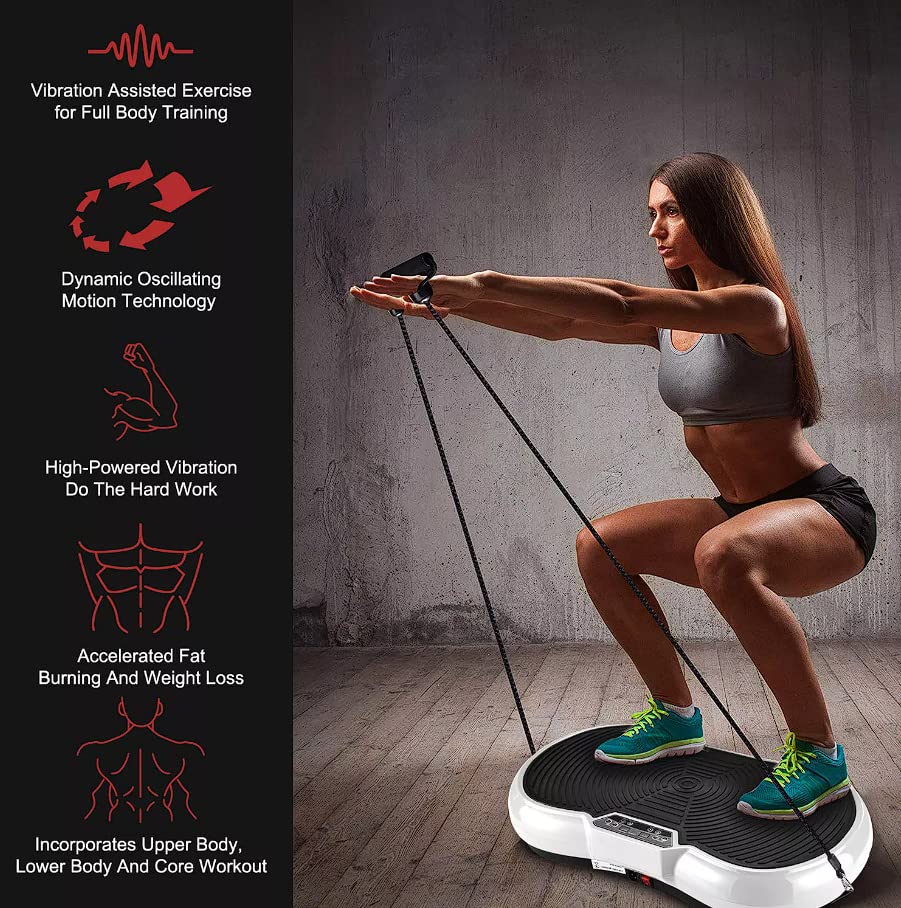 Cheery Whole Body Vibrating Platform with Balance Straps | Vibration Plate Exercise Machine | Easy Exercise Equipment at Home, Full Body Workout Equipment (Black)