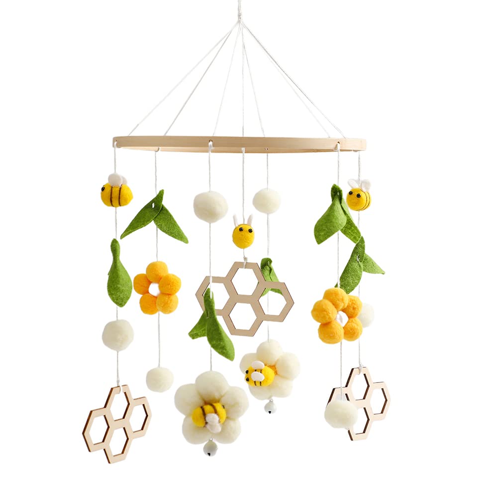 Bees Pendant Crib Mobile Wind Chime Hanging Bees and Bee Hive Bell Pendant Children Room Living Room Party Decoration Gift for Boys Girls