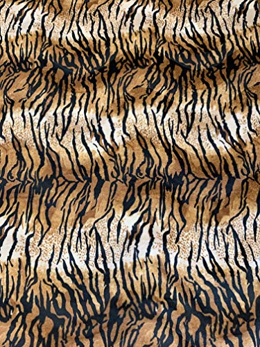 Velboa Wave Print Tiger Fabric, 60 Inch, by The Yard (Gold)