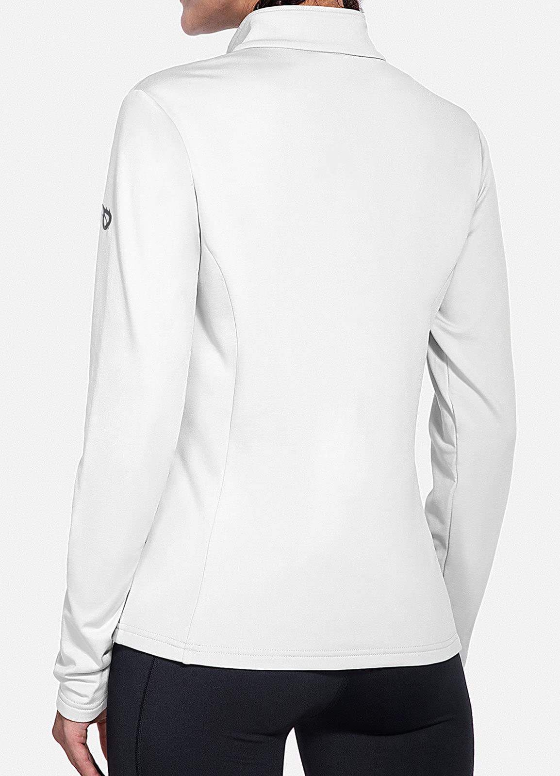 BALEAF Women's Fleece Equestrian Shirt Long Sleeve Running Jacket Pullover Half Zip Thermal Horse Riding Cold Weather Gear White M