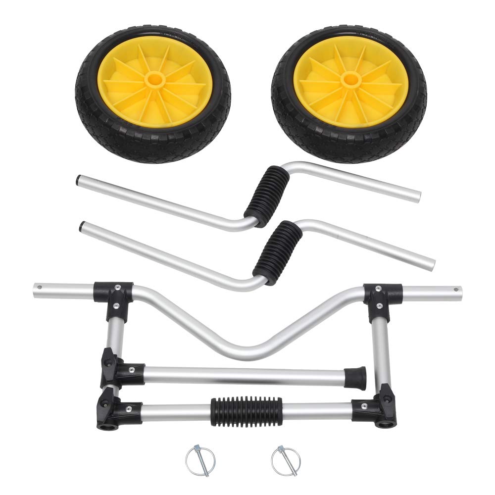Bonnlo Kayak Dolly Scupper, Kayak Trolley Carts for Sit on Top Kayaks with Plug Holes Width Adjustable Canoe Cart with Flat-Free Wheels