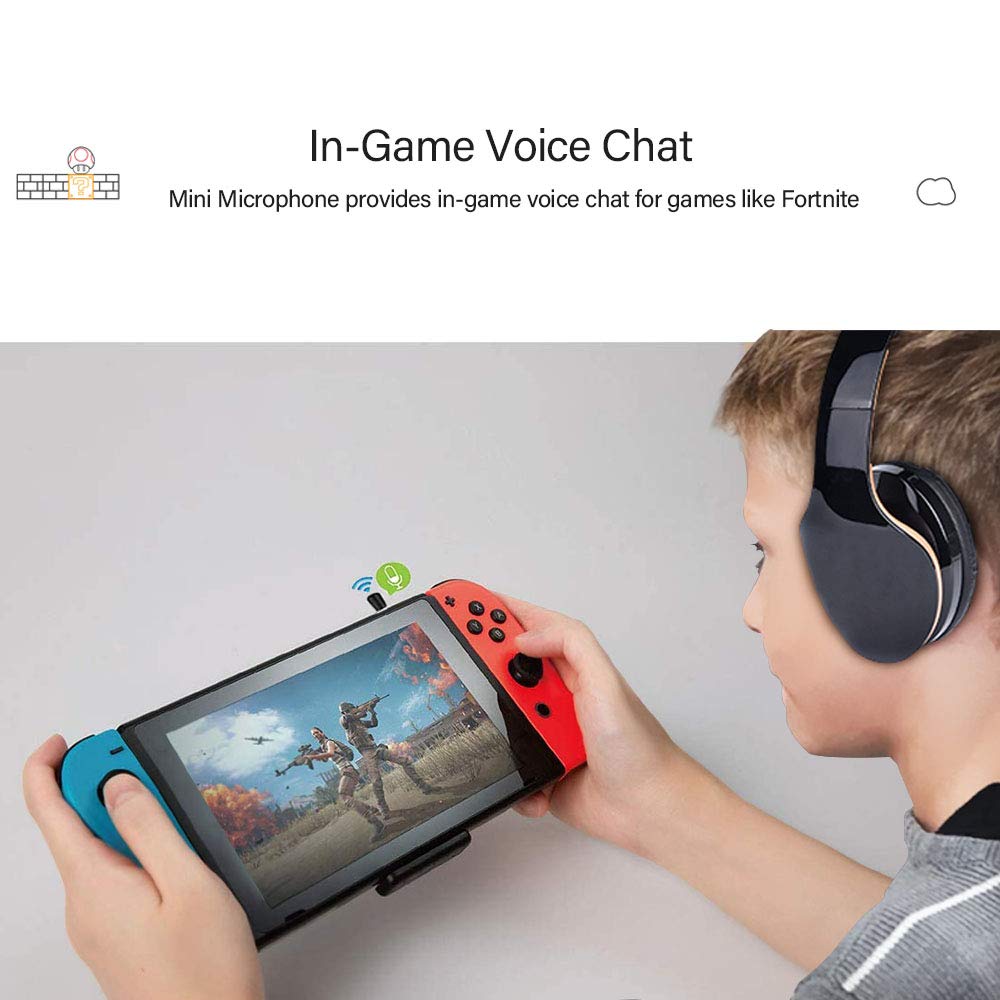 Bluetooth Adapter for Nintendo Switch Accessories USB-C Connector Wireless Audio Transmitter with aptX LL, Support in-Game Voice Chat,Connect AirPods PS5 Headphones - Black