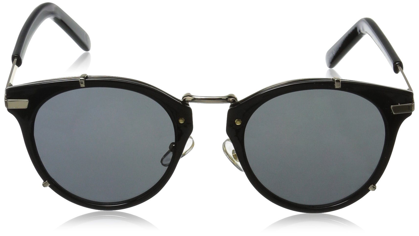Foster Grant Women's Gia Round Sunglasses, Black/Smoke, 49 mm