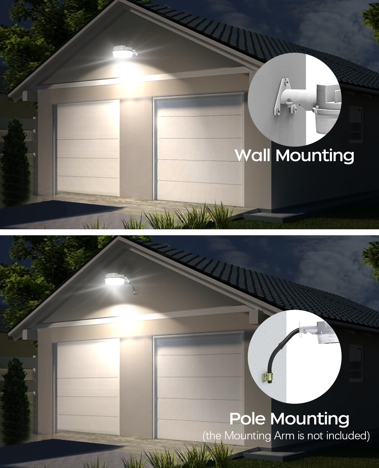 CINOTON 42W LED Barn Light Dusk to Dawn Outdoor Lighting, Silver 4 Pack & Outdoor Solar Landscape Pathway & Wall Lights 4 Pack
