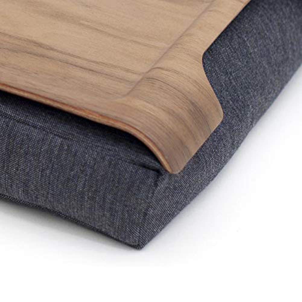 bosign Mini Multi-Purpose Laptray, Anti-Slip, Walnut Wood, Salt and Pepper Gray Cushion