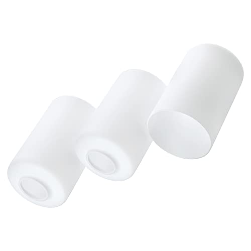 GoldSwift 3 Pack Frosted Opal White Glass Lamp Shade Replacement Globe & Covers for Light Fixtures, 6" Tall, 1-5/8 inch Fitter, Soft White Cylinder Glass Shade for Chandelier Pendant Wall Sconces