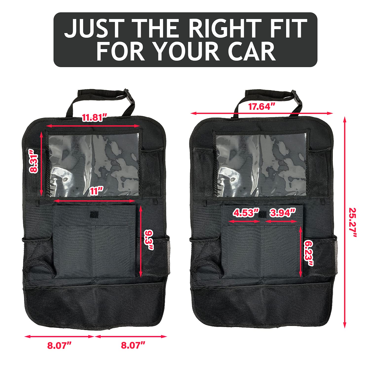 Backseat Car Organizer 1 Pack by Elitebest β 1Car Seat Organizer and Kick Mats for Road Trips β Car Backseat Organizer for Kids with USB Headphone Slits and Storage Pockets for Organization