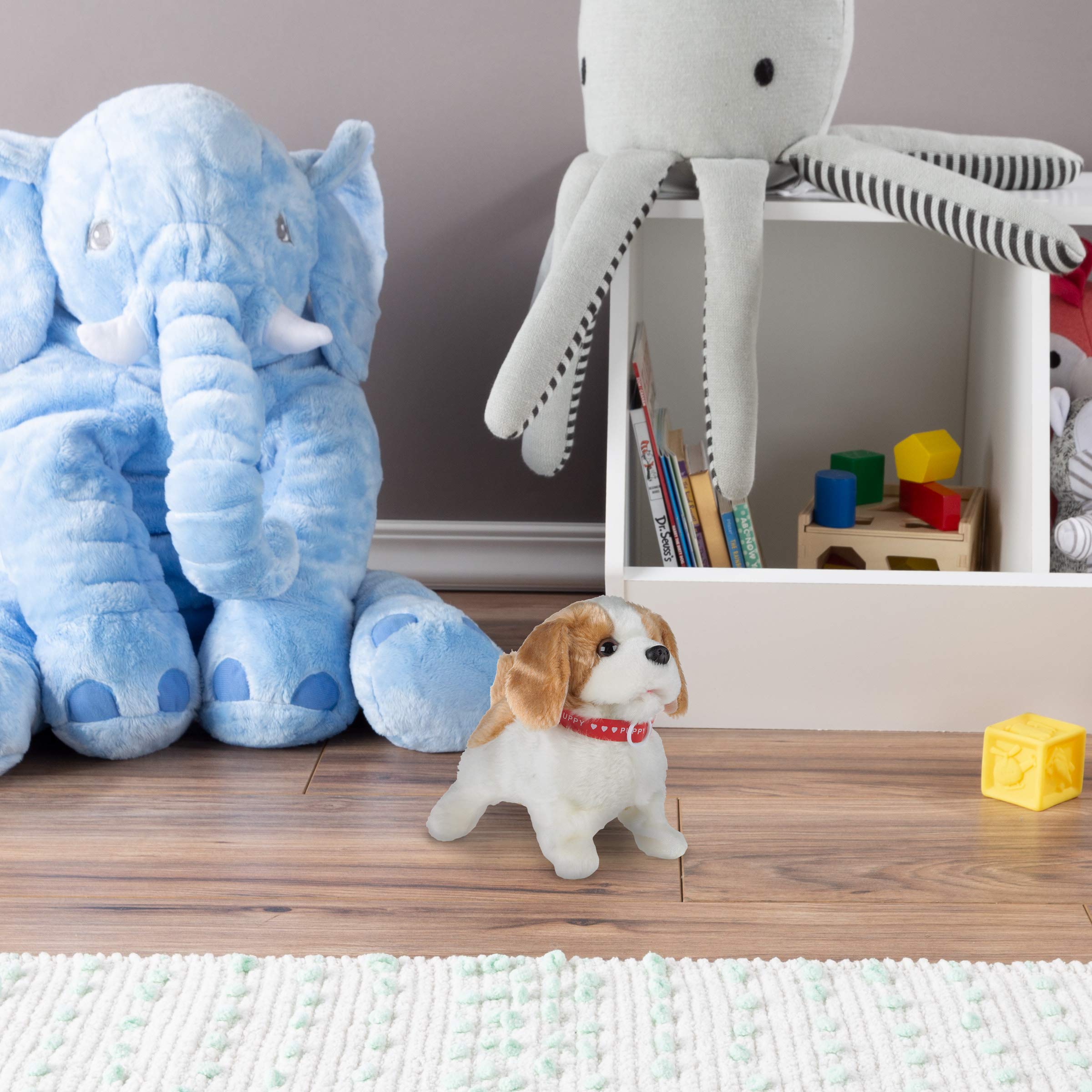 Happy Trails Interactive Plush Puppy Toy– Battery Operated Dog That Walks, Barks and Does Back Flips, Soft and Snuggly Fur, Stuffed Animal Robot , Brown
