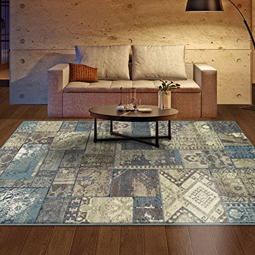 Superior Indoor Area Rug or Runner, Patchwork Rustic Leaves Floor Decor, Soft Plush Rugs For Living Room, Bedroom, Office, Kitchen, Dining, Aesthetic Home Accessories, Zelder Collection, 2' x 3'