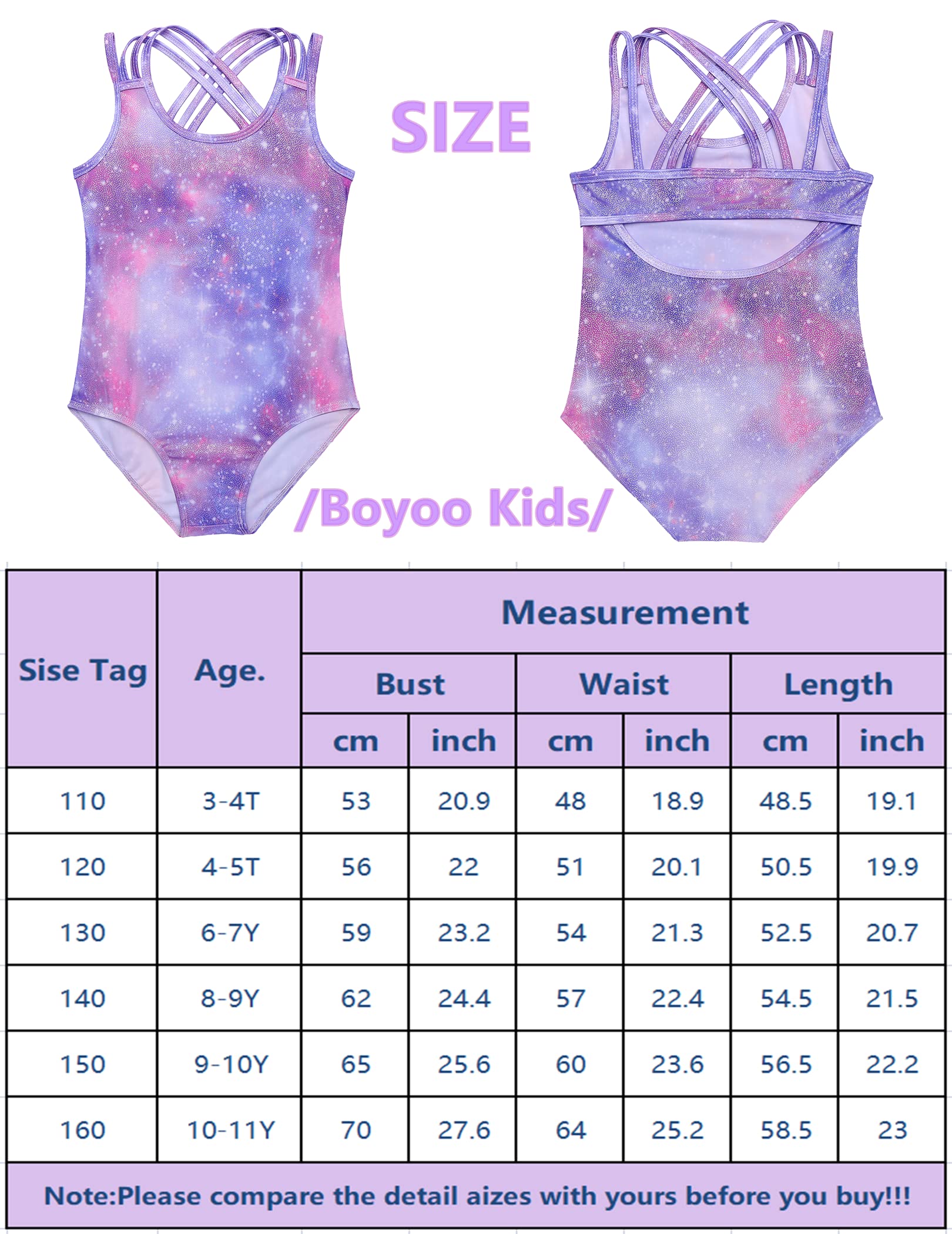 Boyoo Girls' Sleeveless Gymnastics Ballet Dance Leotard Cross Straps Back Camisole Tank Leotards