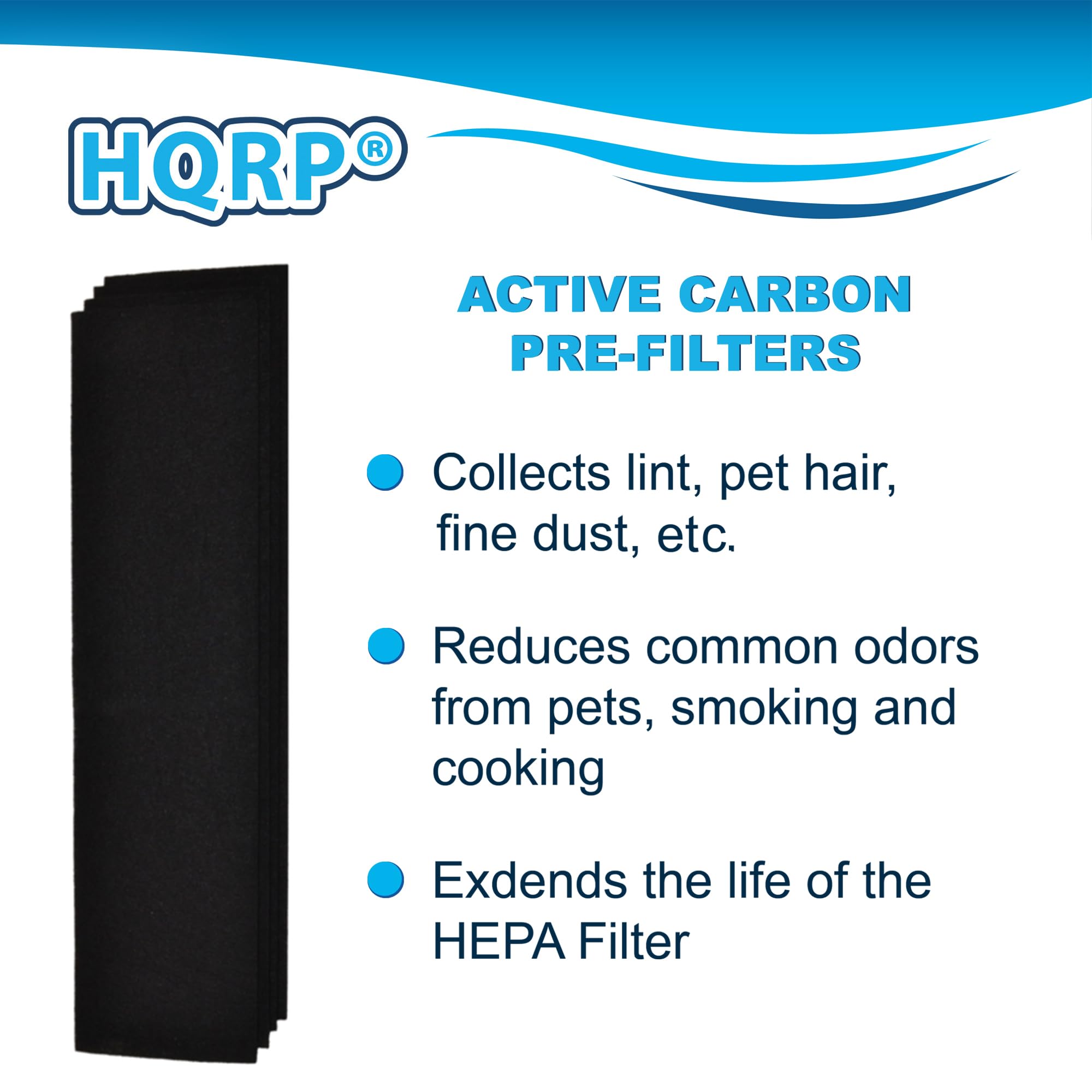 HQRP HEPA Filter with 4 Carbon Filters compatible with Finn OVHT9908 Air Purifier
