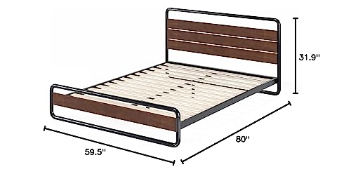 ZINUS Therese Metal Platform Bed Frame / No Box Spring Needed / Wood Slat Support / Easy Assembly, Queen