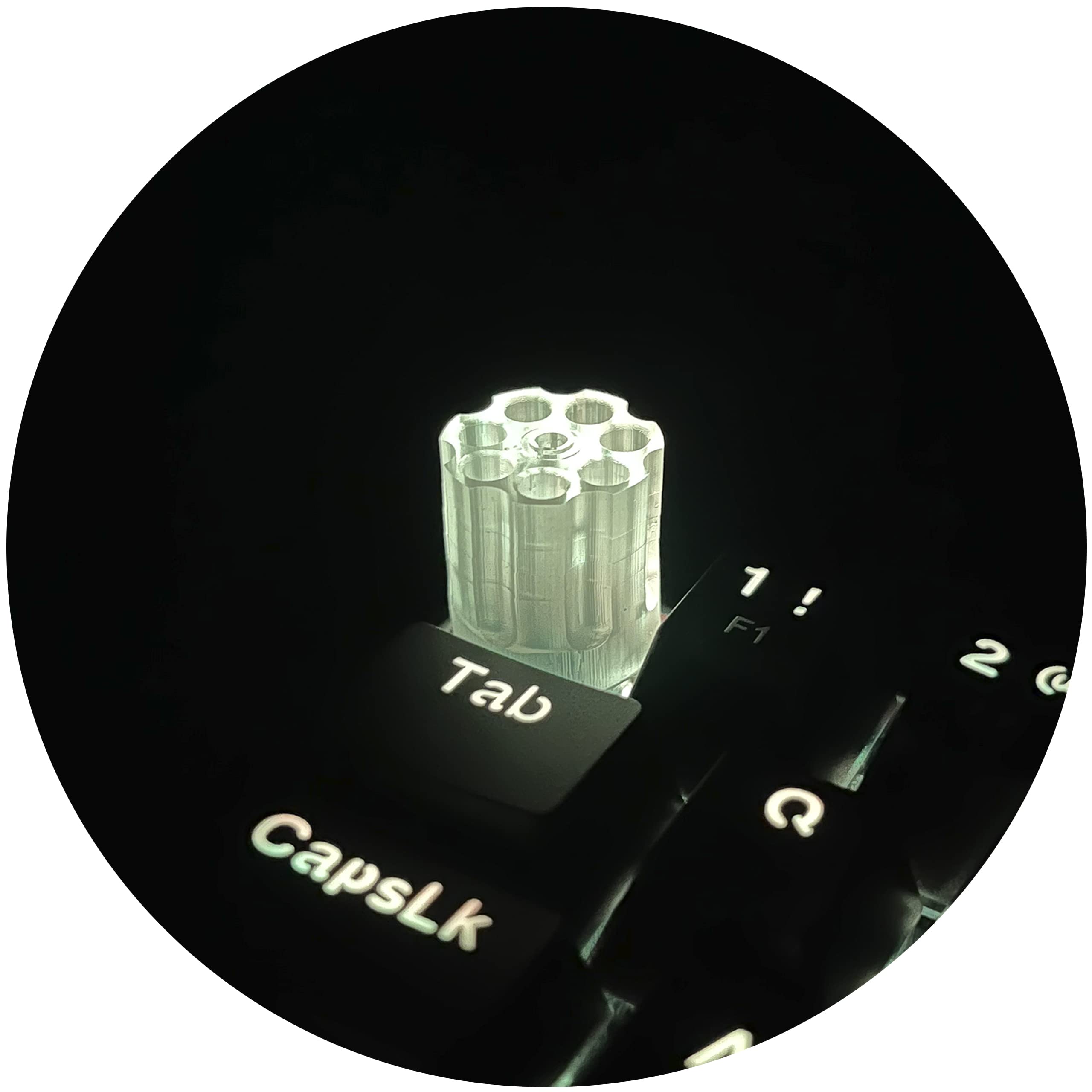 Custom Keycap for Mechanical Gaming Keyboard - Design Revolver Drum - Artisan Cherry MX Made in Resin with Universal Compatibility - Unique Gift Idea (Transparent)