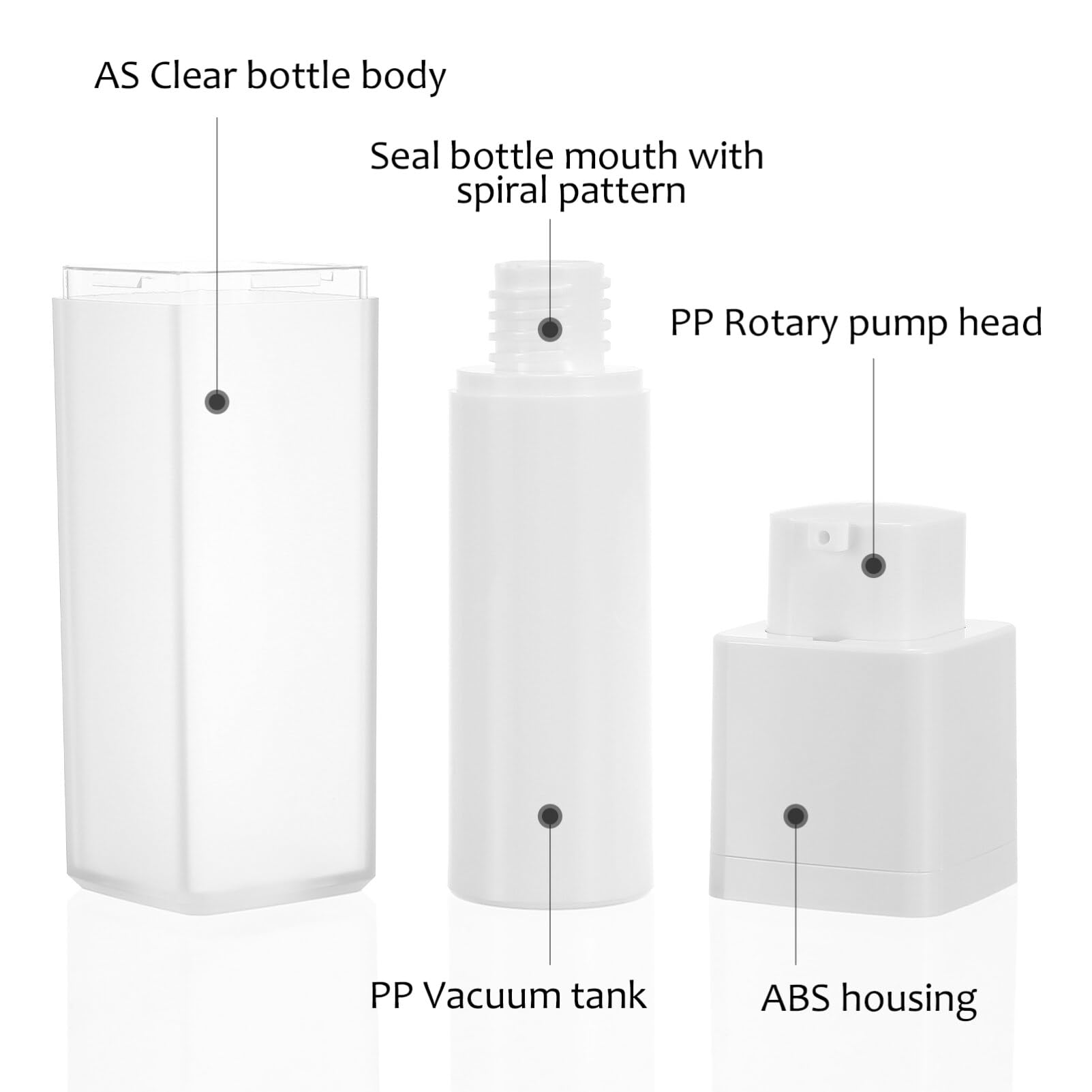 Beaupretty 3pcs Lotion Dispenser With Pump Reusable Vacuum Bottles Frosted Airless Pump Jar Reusable Square Cosmetic Liquid Holders