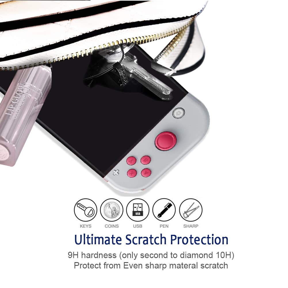 POOX】Glass Screen Protector for Nintendo Switch OLED, Anti Blue light UV Ray tempered glass Protection film Eyes Protect Profession For game Super HD Anti Fingerprint, scratch resistance(2-PACK)