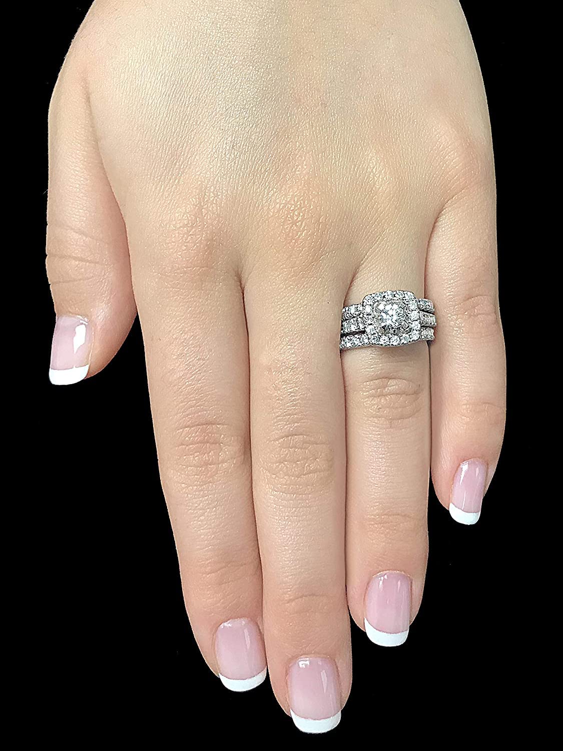 Beverly Hills Jewelers 2 Carat Diamond Engagement Ring - 14 Karat White Gold Diamond Ring for Women Diamond Engagement Ring (Size 7)