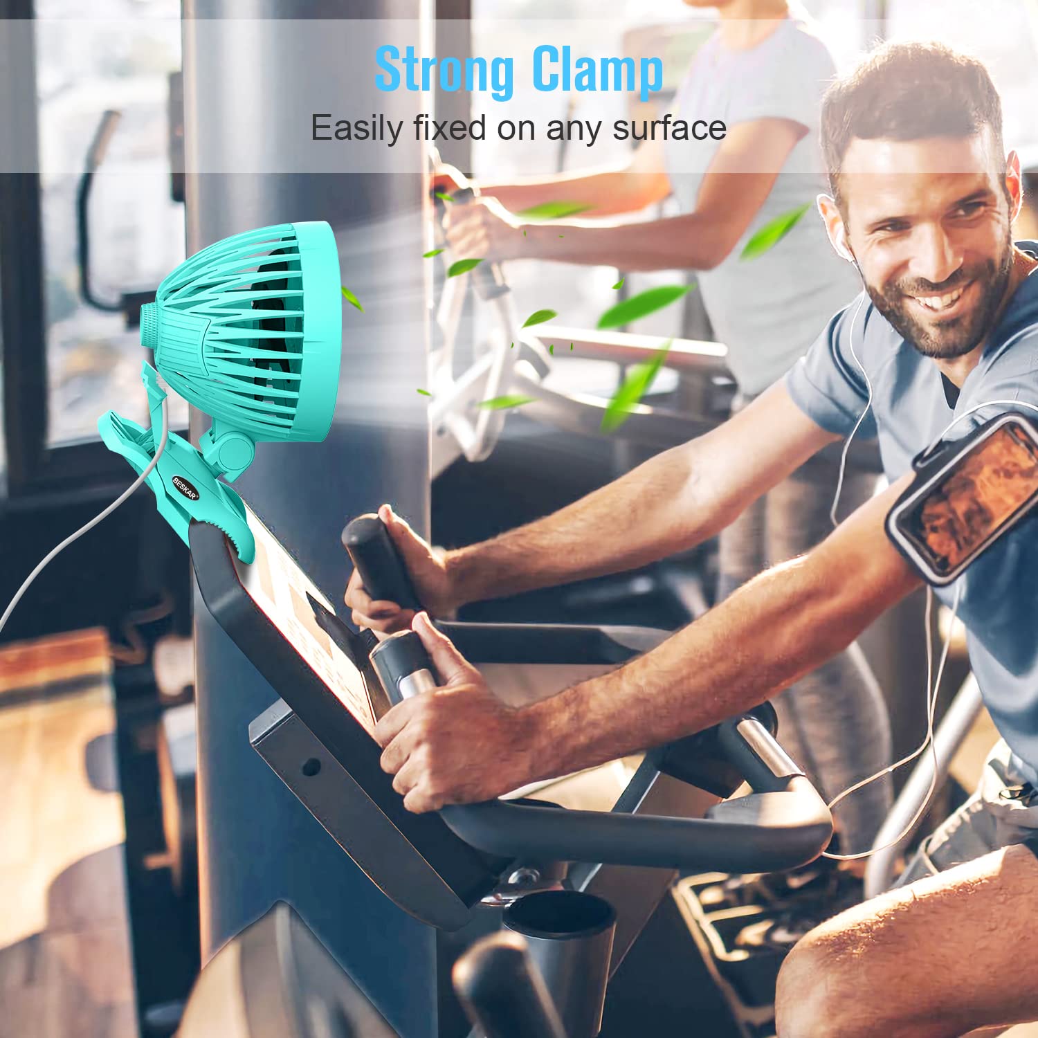 Small Clip on Fan - Personal USB Fan CVT Speeds and Strong Clamp, Adjustable Tilt, Quiet Operation, 6 Inch Desk Fan for Office Bed Treadmill Stroller - USB Cord Plug in Powered