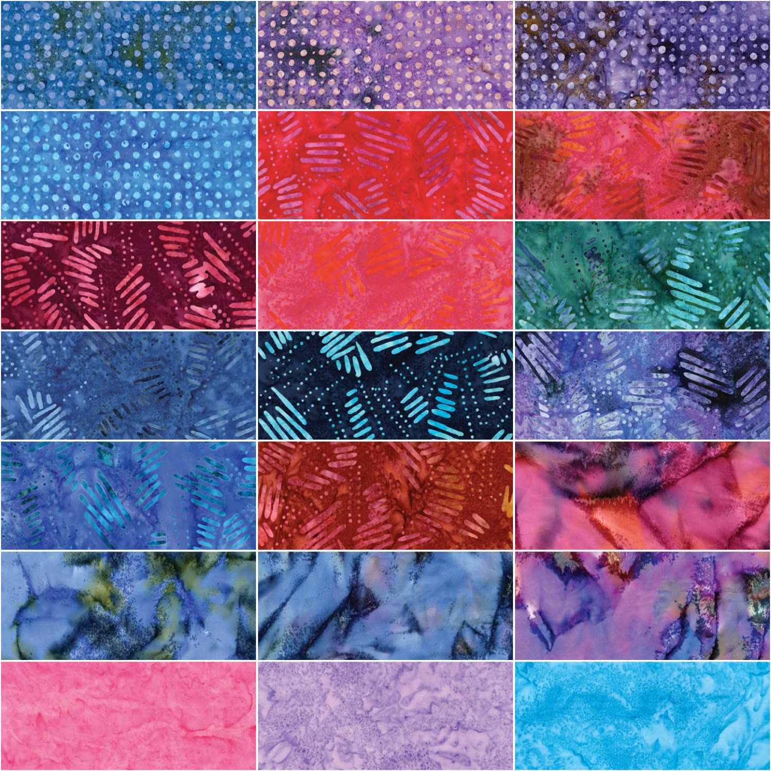 Bali Batik Dots N Dashes Strip-Pies 40 2.5-inch Strips Jelly Roll Benartex