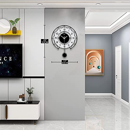 JUJUDA Large Wall Clock for Living Room Decor Modern Silent Pendulum Wall Clock for Home House Kitchen Bedroom Decorative Big Wall Clock Non Ticking Battery Operated Quartz for Indoor Bathroom 17 Inch