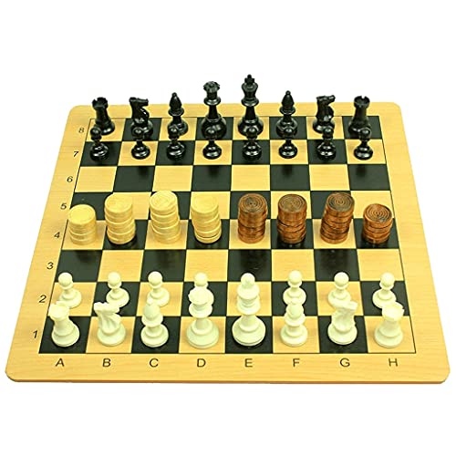 LYUN Chess Board 2 in 1 Chess Set with Wood Chess Board,Travel Chess Set 13" X 13" Roll-up Chess Board Chess Board Set for Beginner Kids Chess Set (Color : Chess Set 2 in1)