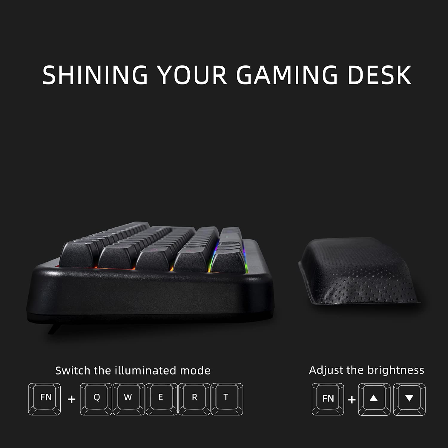 Wireless Gaming Keyboard, Rechargeable 2000mAh 2.4G LED Backlit Wireless Keyboard, Ergonomic Keyboard with Mechanical Sensory Keys, for PC PS4 Xbox One Mac, Teclado Gamer (Black)