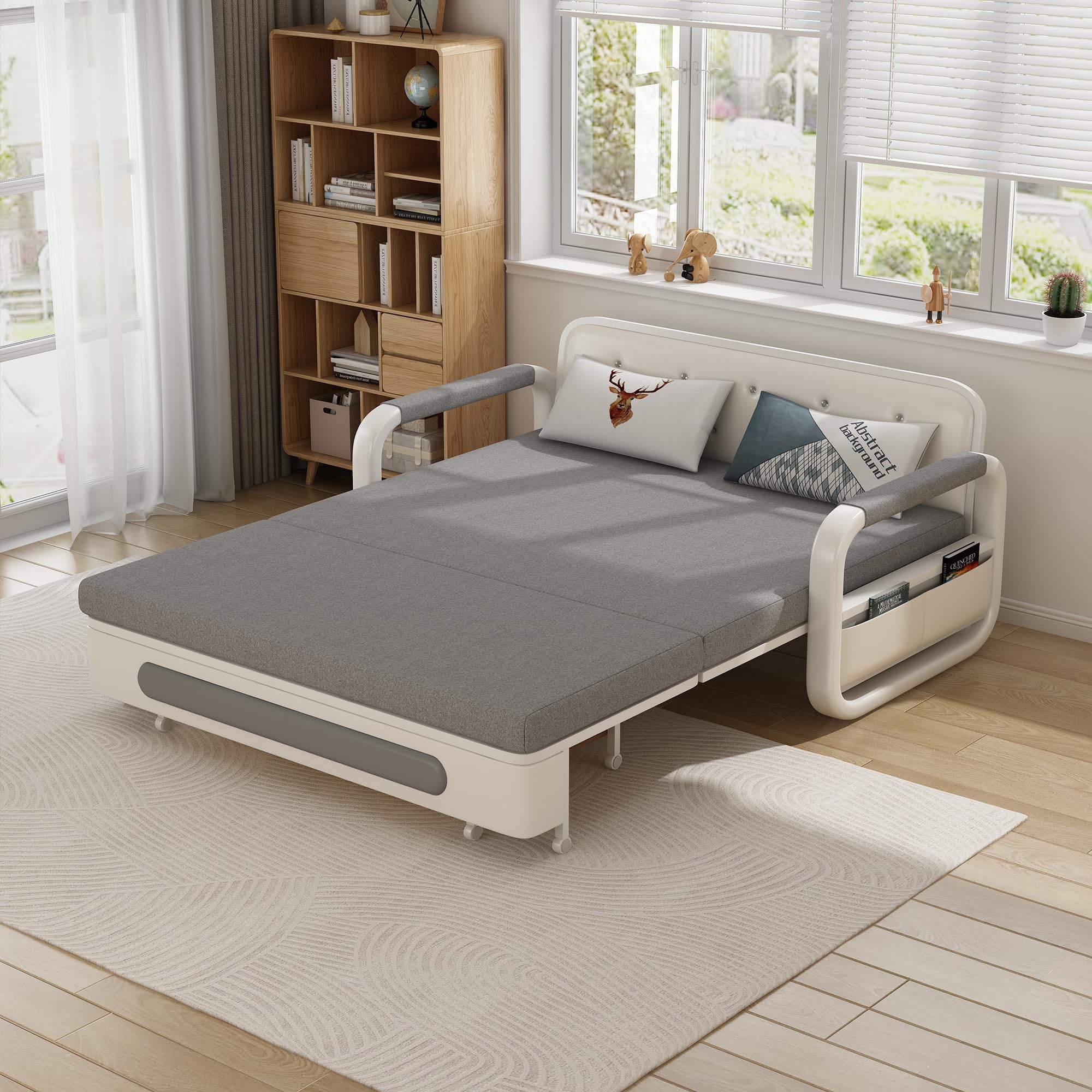 Luck Idea Convertible Sleeper Sofa Bed, Modern Pullout Couch Bed with Pull Out Bed, Adjustable Backrest, Loveseat Futon Sofa for Living Room Furniture (34.6" D x 50.3" W x 34.2" H)