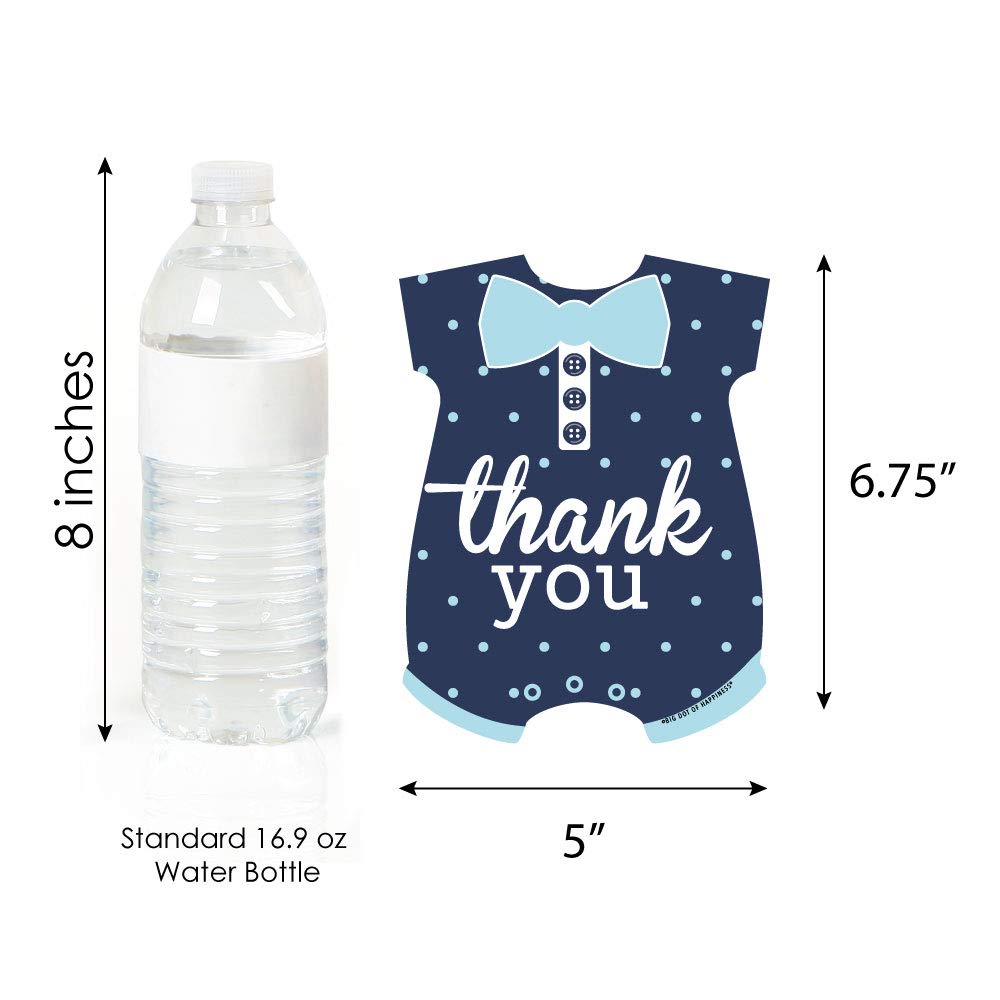 Big Dot of Happiness Hello Little One - Blue and Navy - Shaped Boy Baby Shower Thank You Note Cards with Envelopes - Set of 12