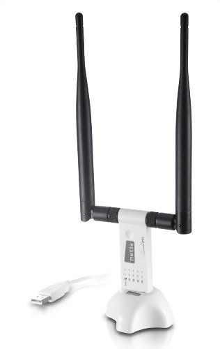 Netis Wireless N 300Mbps Long-Range USB Adapter with Two 5dBi Antennas and USB 2.0 Cradle (WF-2116), 300 Mbps High Gain