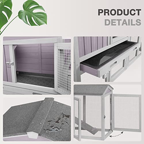 MEDEHOO Chicken Coop Wooden Outdoor Hen House 6 Access Doors Rabbit Hutch with Run, Deeper Leakproof Pull-Out Tray and Weatherproof Roof