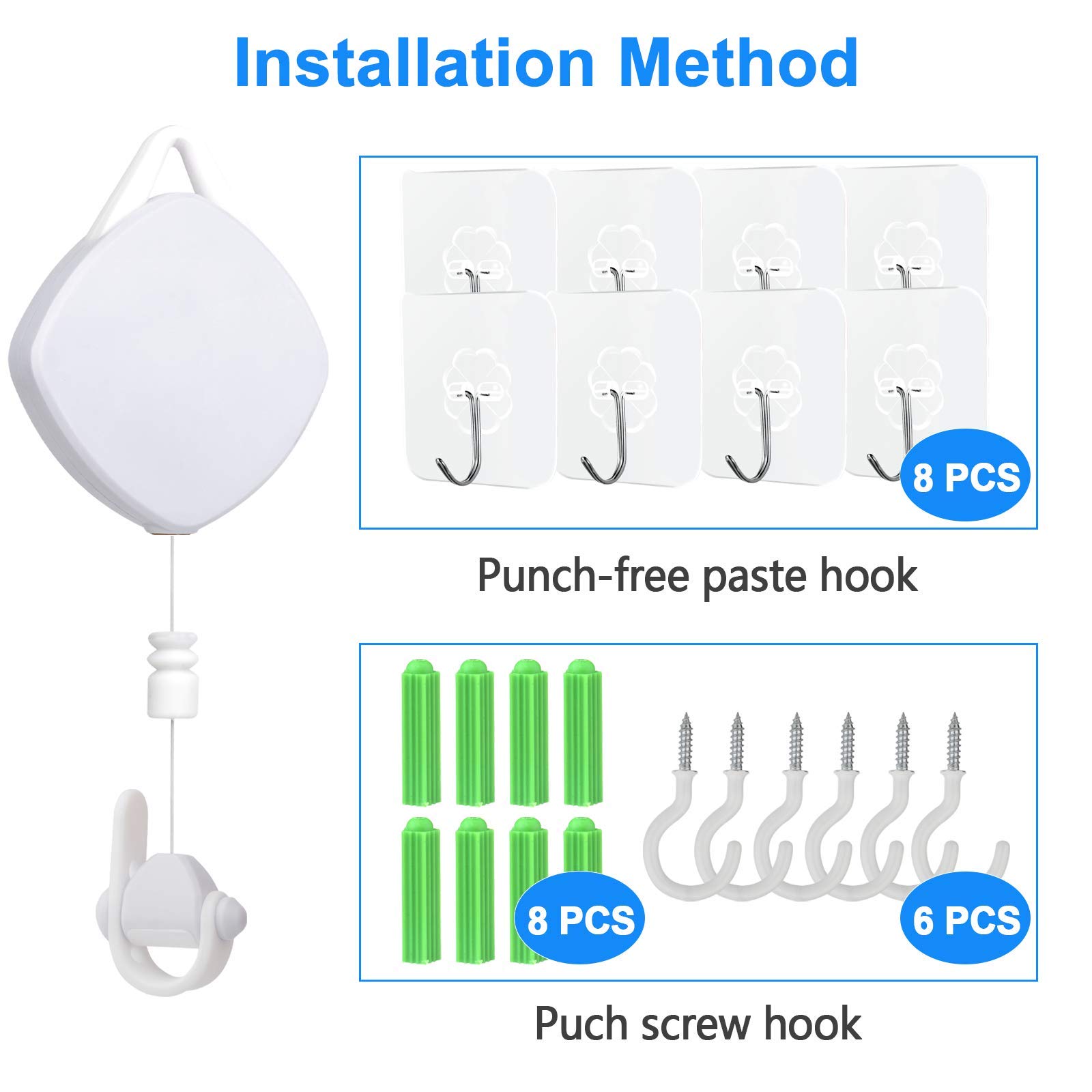 BEJOY 2021 VR Cable Accessories Cable Management, Ceiling Pulley System Link Cable for Oculus Quest/Quest 2/Oculus Rift/HTC Vive/Microsoft MR/Playstation/Lenovo Explorer Accessories (White)