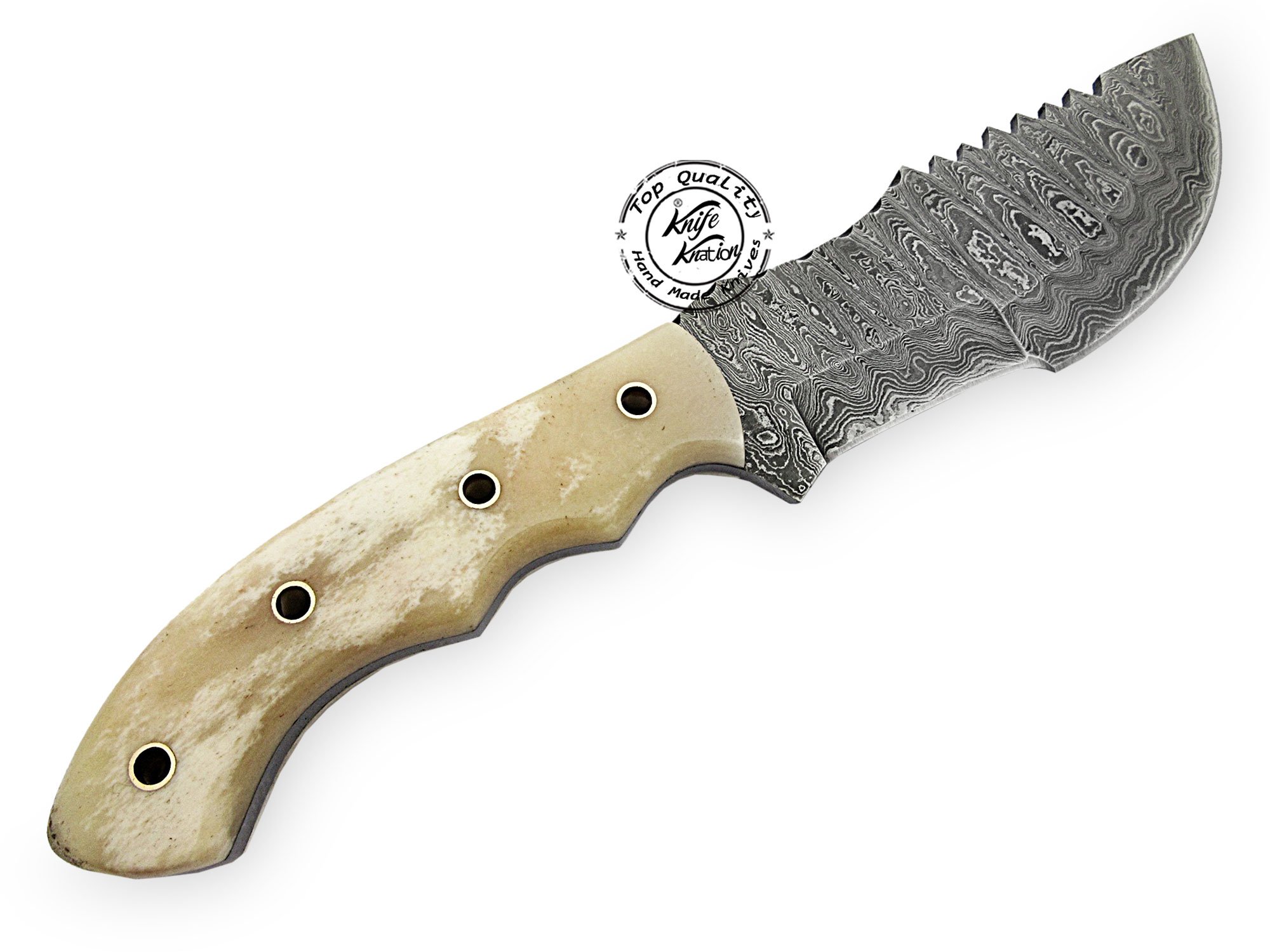 Beautiful Camel Bone Handmade Damascus Steel Tracker Hunting Knife Prime Quality