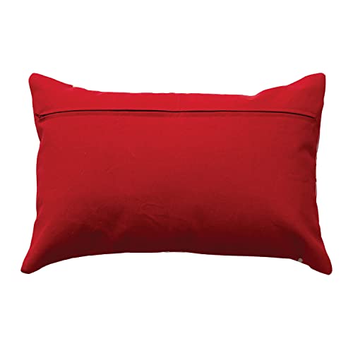 Creative Co-Op Cotton Chambray Lumbar Pillow with Stripes, Red and White